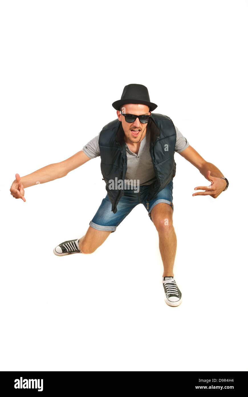 Break dancer dancing isolated on white background Stock Photo - Alamy