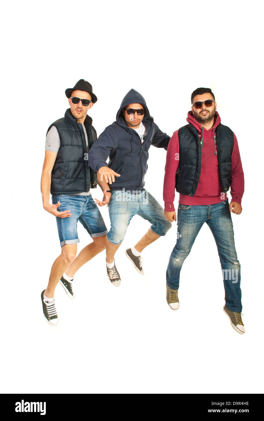Break dancers jumping isolated on white background Stock Photo - Alamy