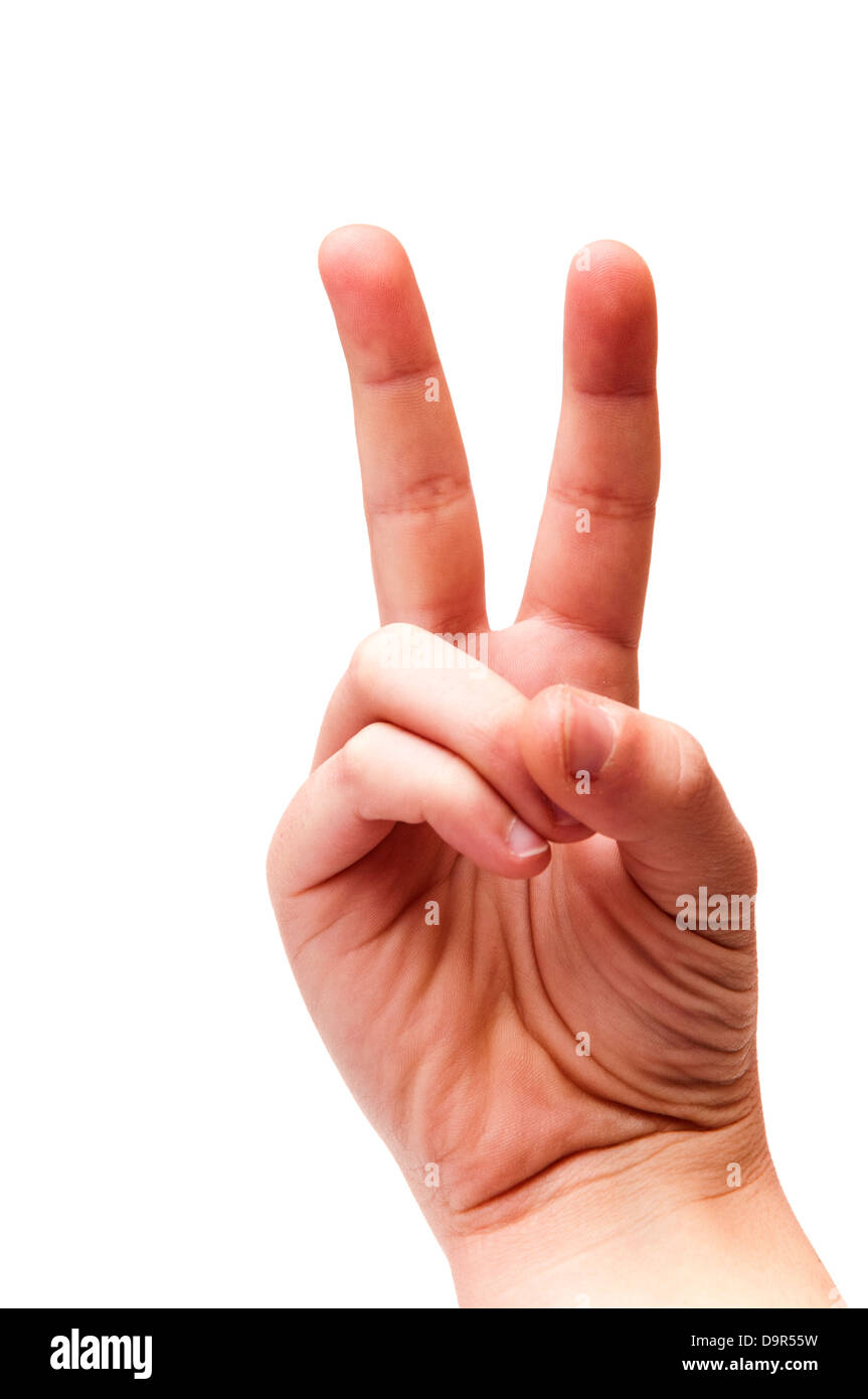 hand making victory signs Stock Photo - Alamy