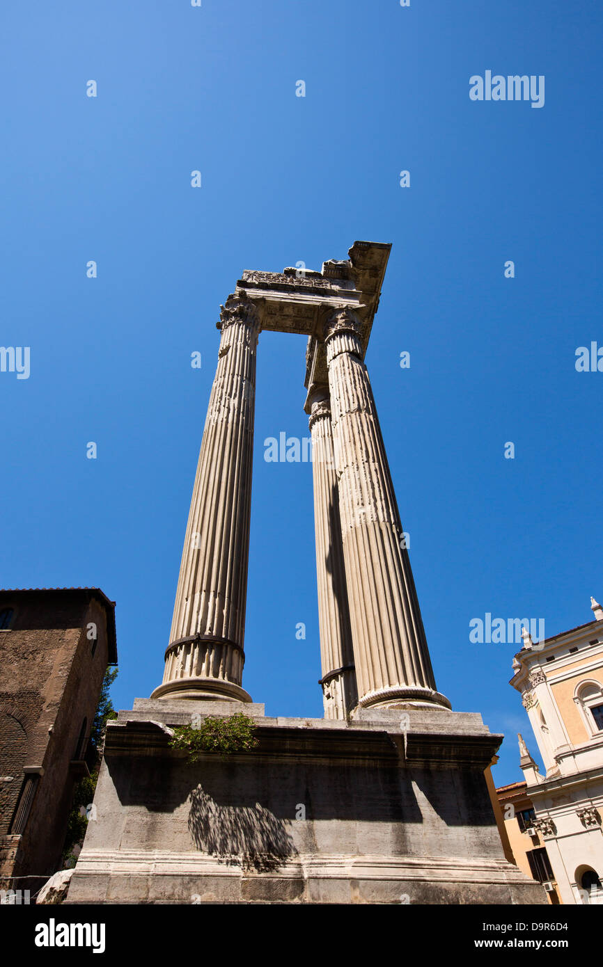 Old ruins of columns of a temple, Temple Of Apollo Sosianus, Rome, Rome ...