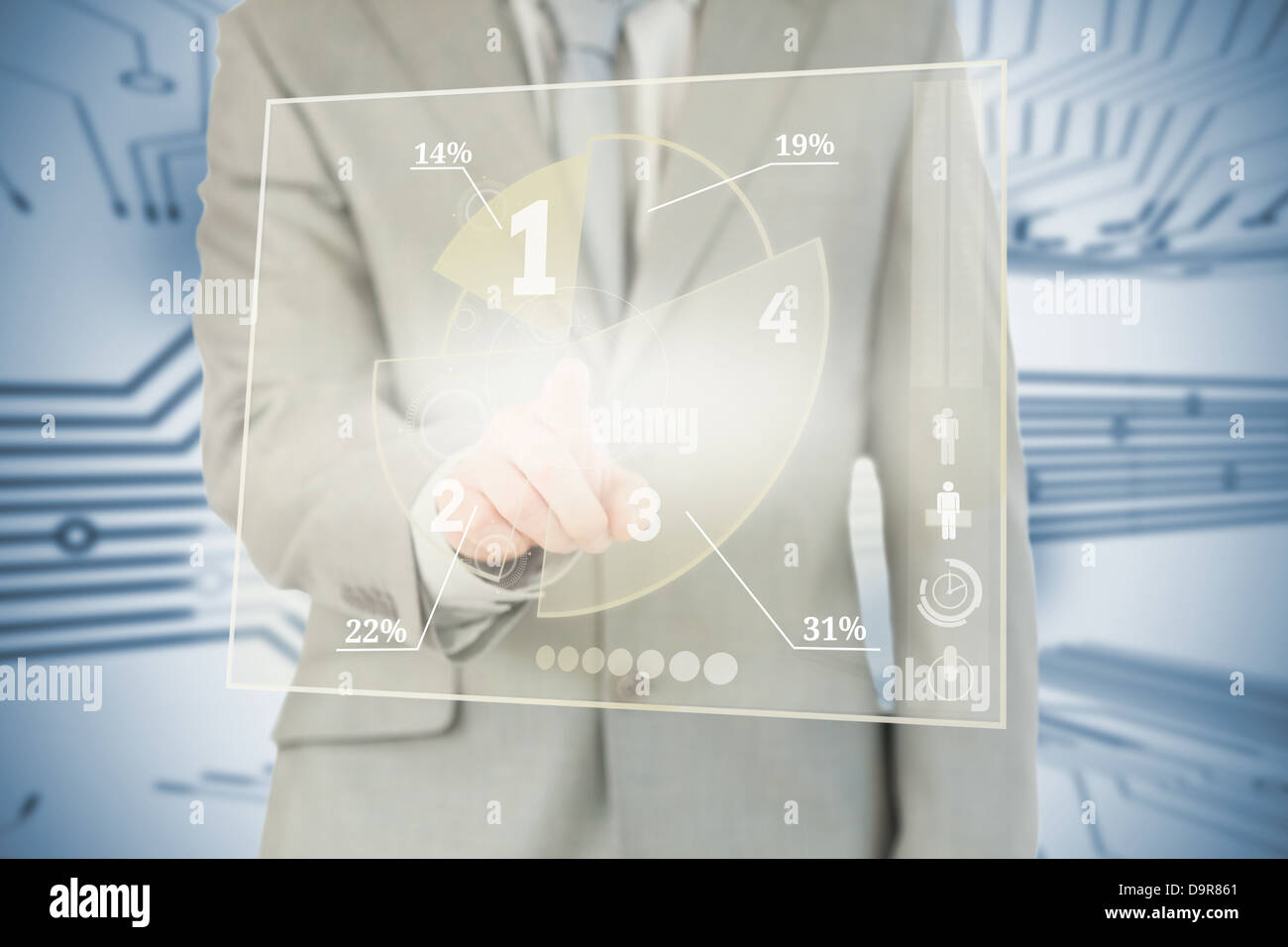 Businessman using transparent interface Stock Photo - Alamy