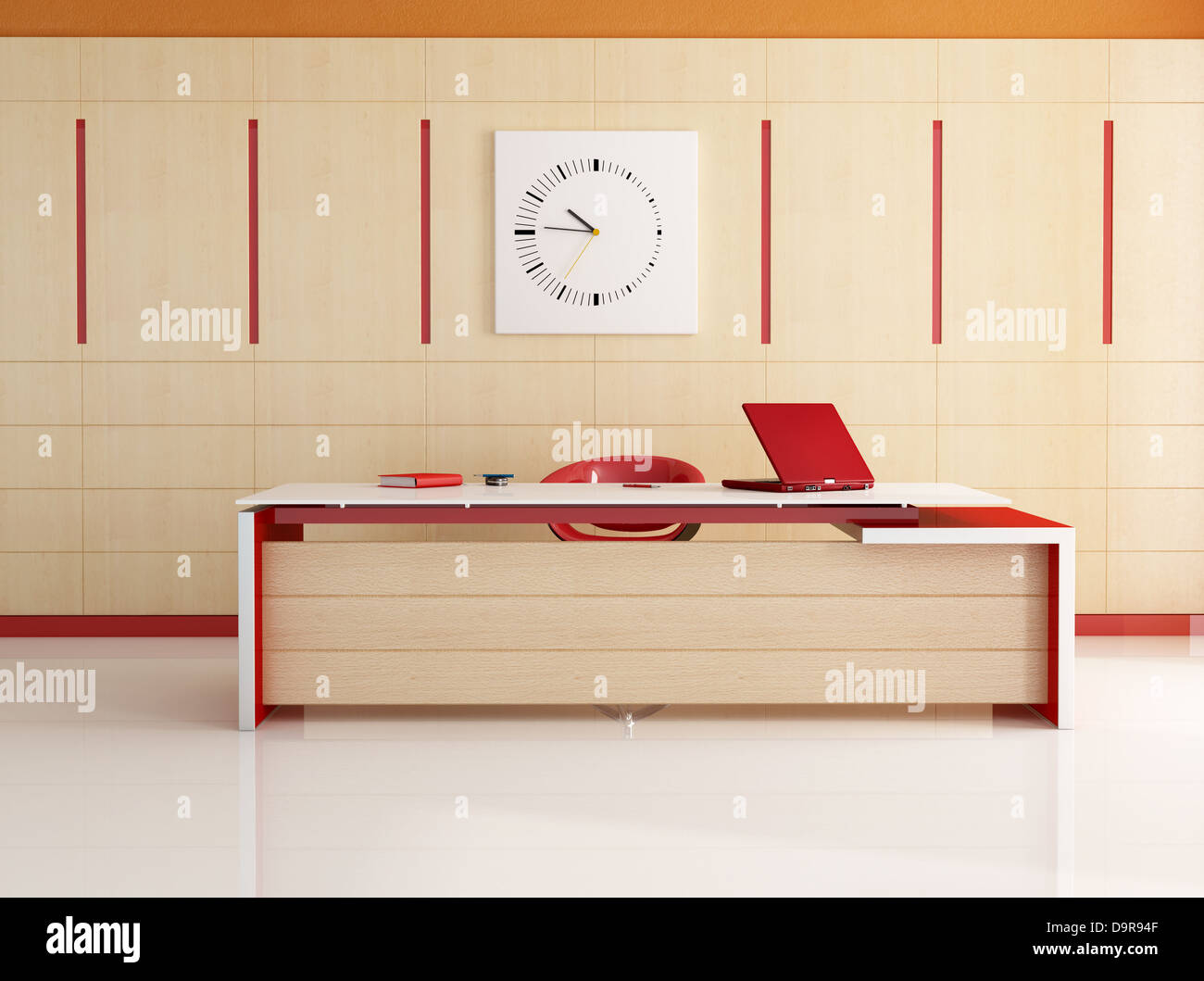 modern red and white office -rendering Stock Photo - Alamy