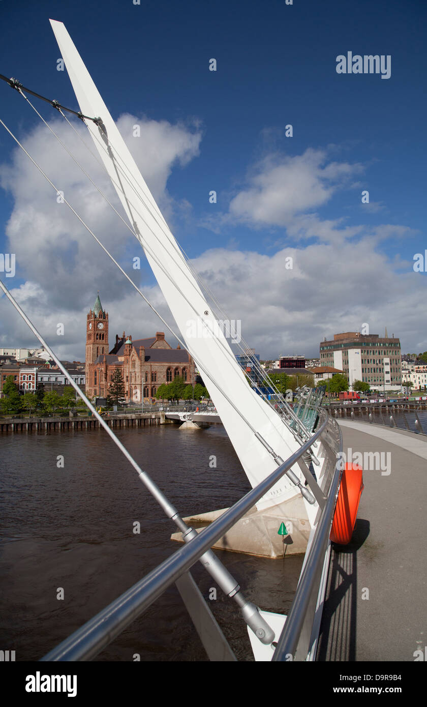 the Guildhall from the Peace Bridge Derry Londonderry Northern Ireland ...
