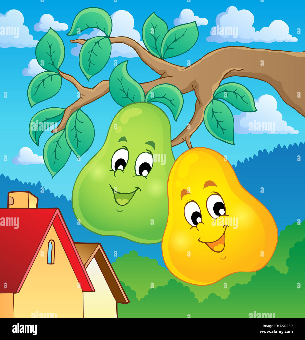 Image with pear theme 2 - picture illustration Stock Photo - Alamy