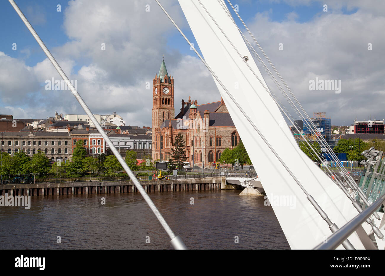 the Guildhall from the Peace Bridge Derry Londonderry Northern Ireland ...