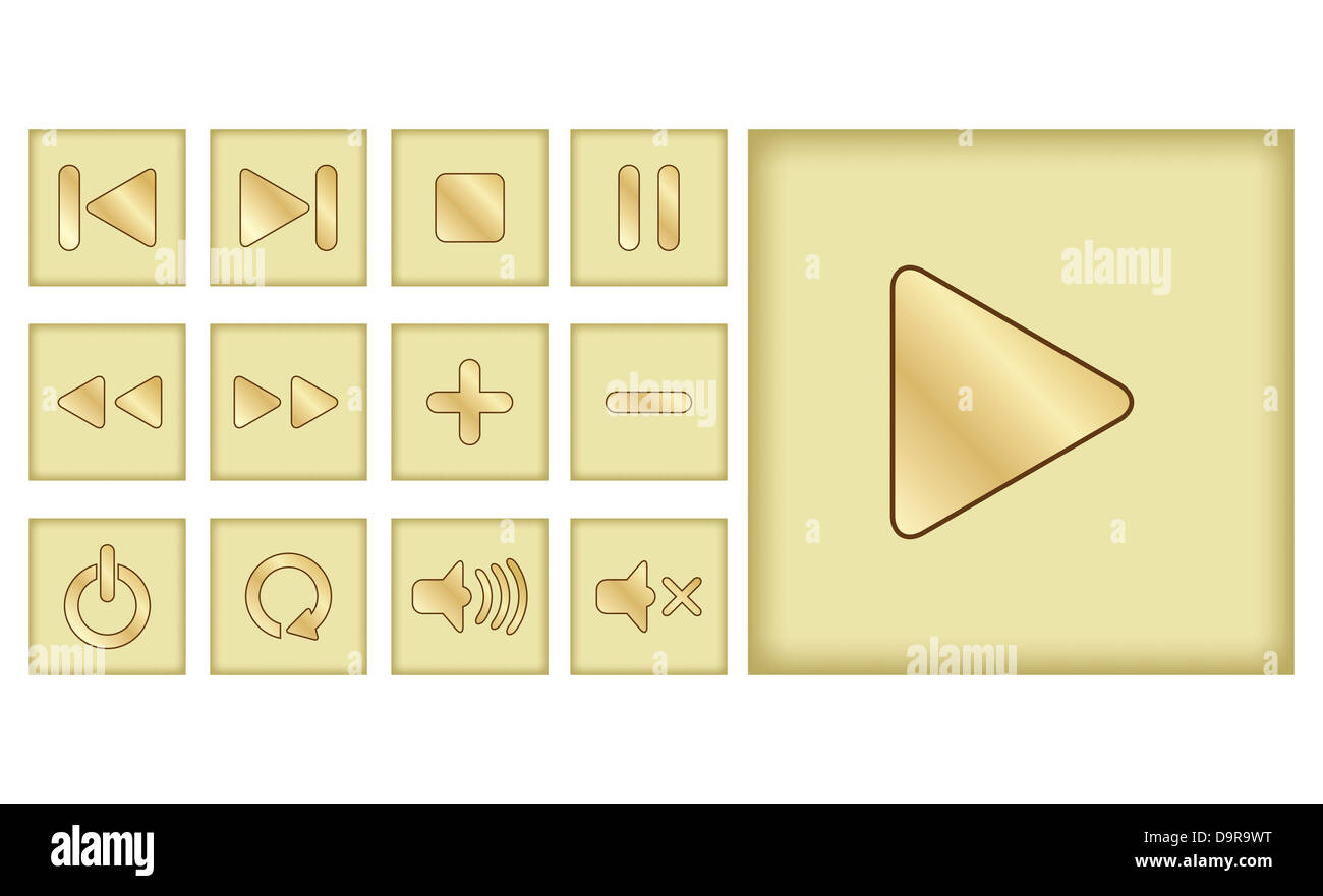 set of player buttons Stock Photo - Alamy