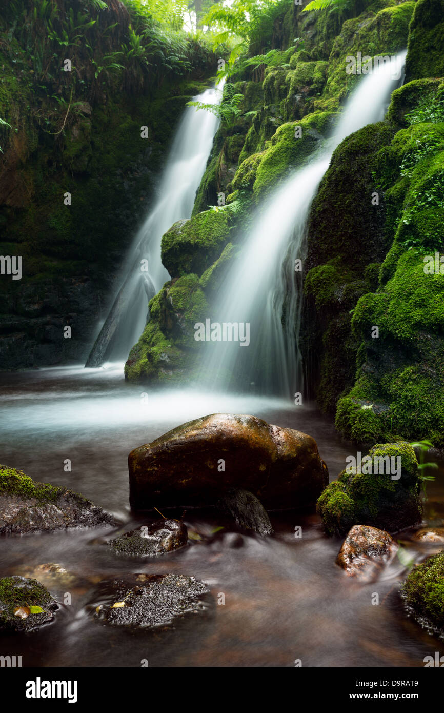 Waterfall on Vennford Brook Dartmoor national park Devon Uk Stock Photo ...
