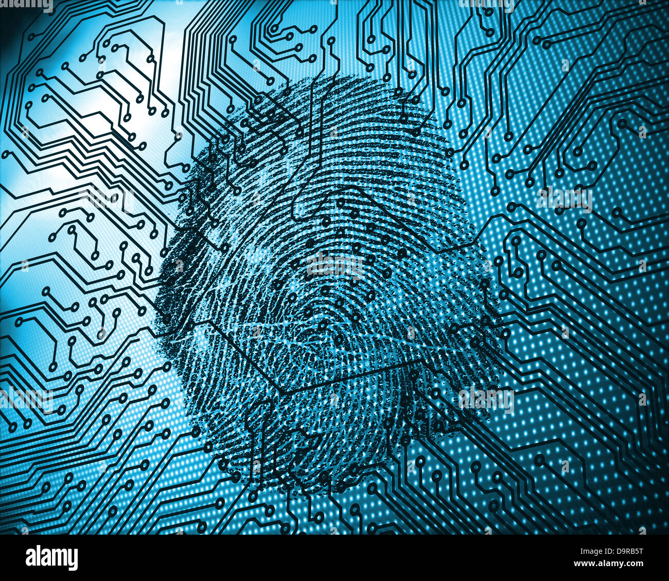 Illustration of blue fingerprint Stock Photo - Alamy
