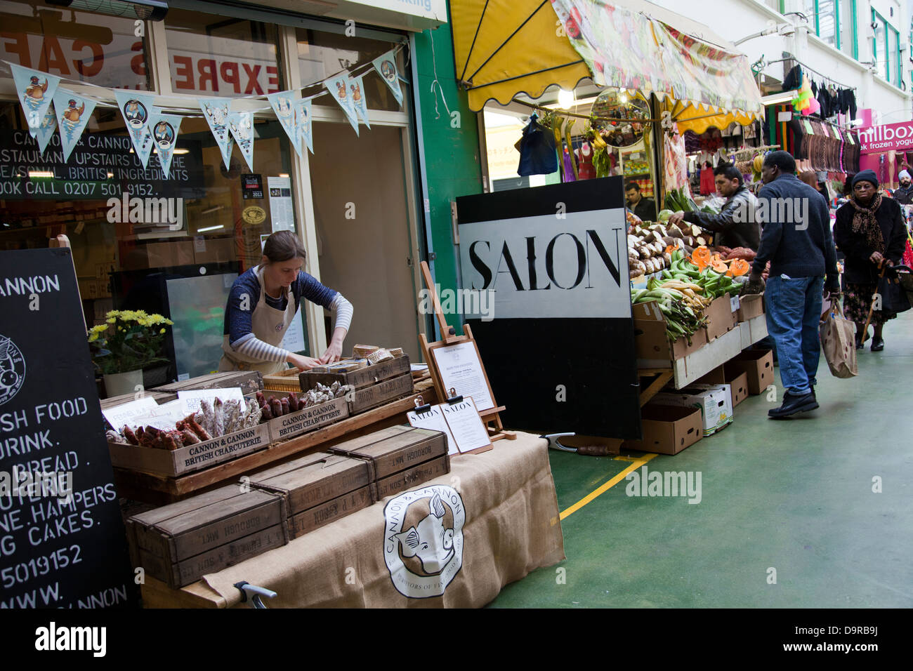 Salon Cafe and Shops in Brixton Market Row - London UK Stock Photo - Alamy