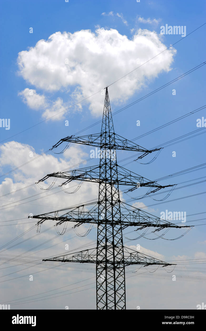 big single electric pole for high voltage Stock Photo - Alamy