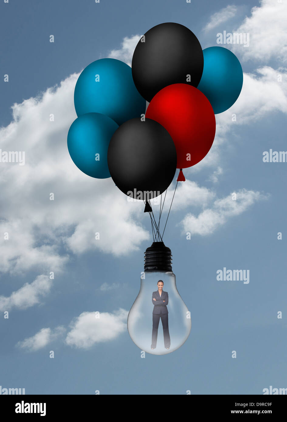 Woman standing with red balloons hi-res stock photography and images ...