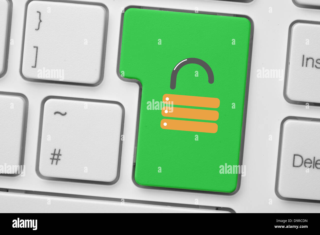 Green enter button on keyboard Stock Photo - Alamy