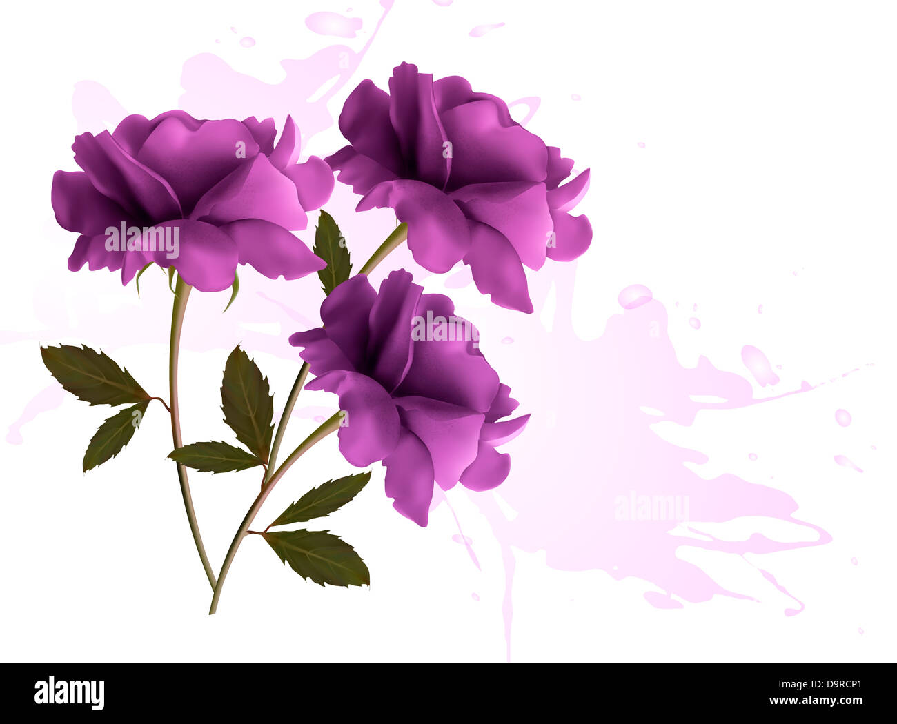 Holiday background with three beautiful flowers. Vector Stock Photo - Alamy