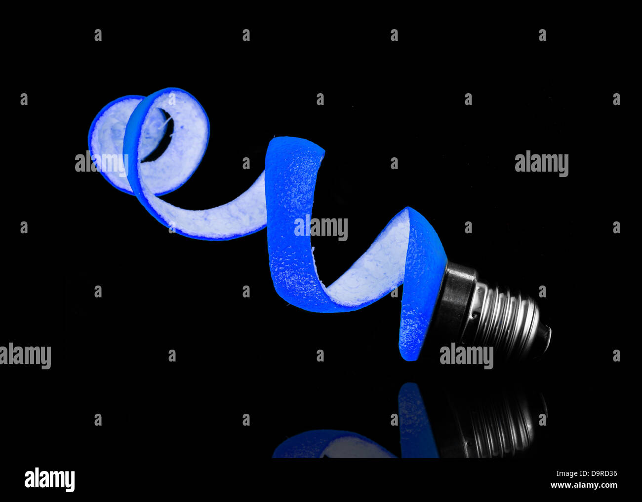 Blue peel and light bulb Stock Photo - Alamy