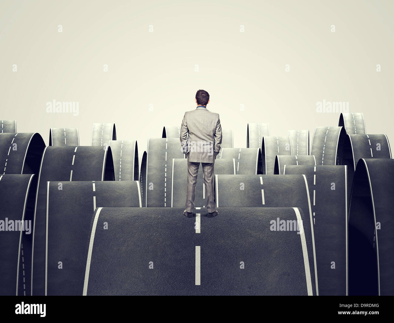 man on 3d abstract asphalt street Stock Photo - Alamy