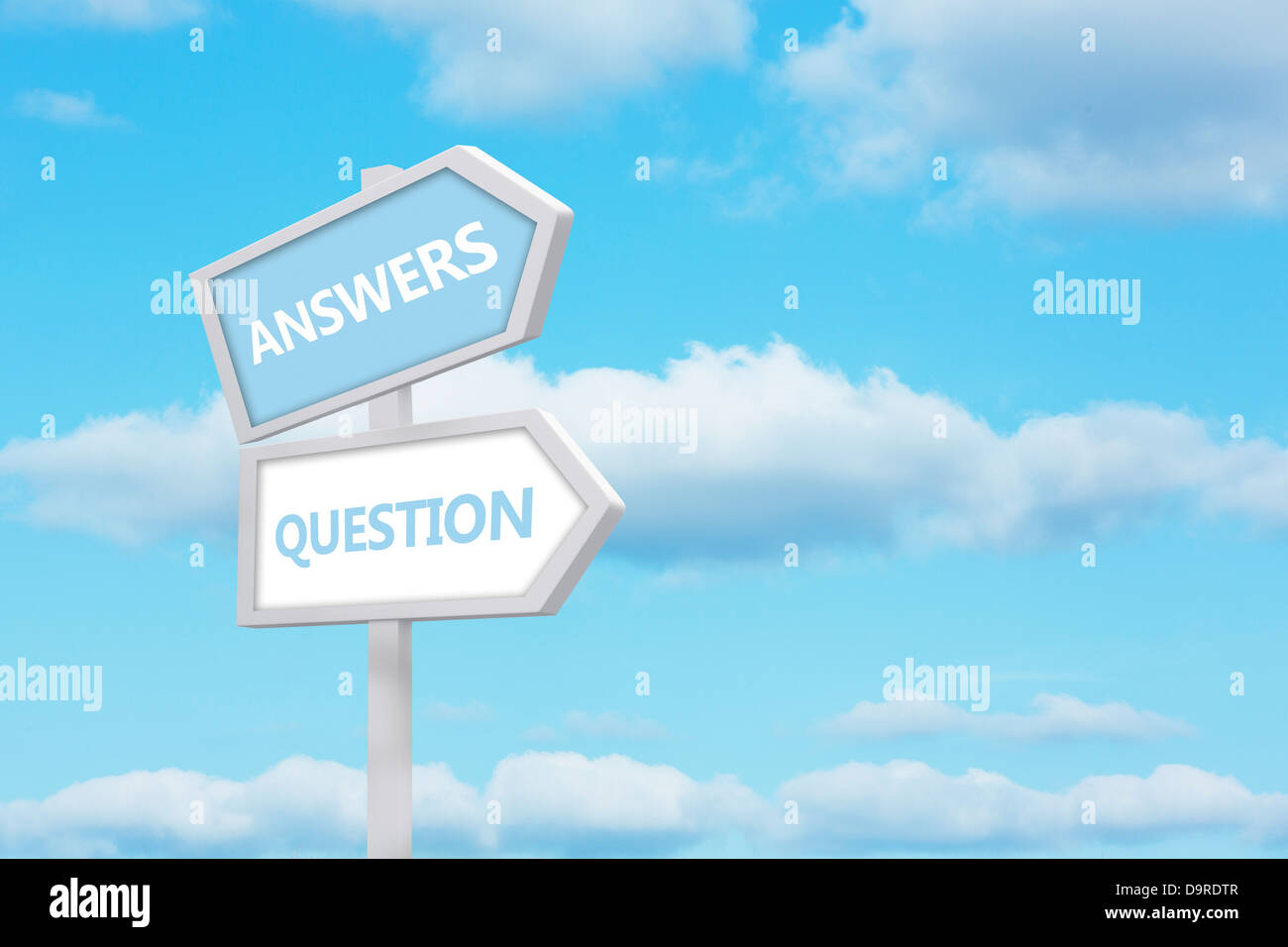 Answers and question road sign Stock Photo - Alamy