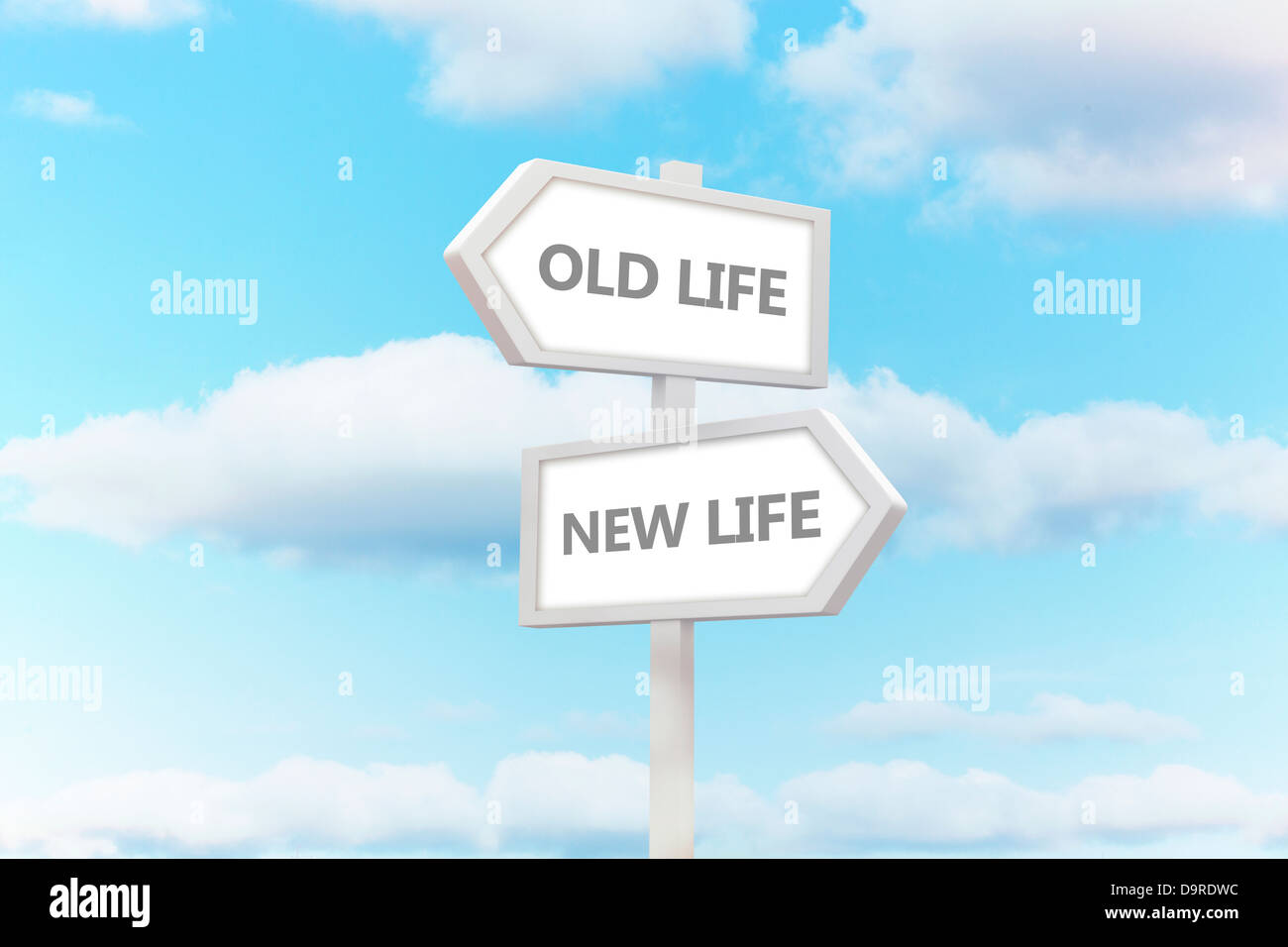 Old life and new life road sign Stock Photo - Alamy