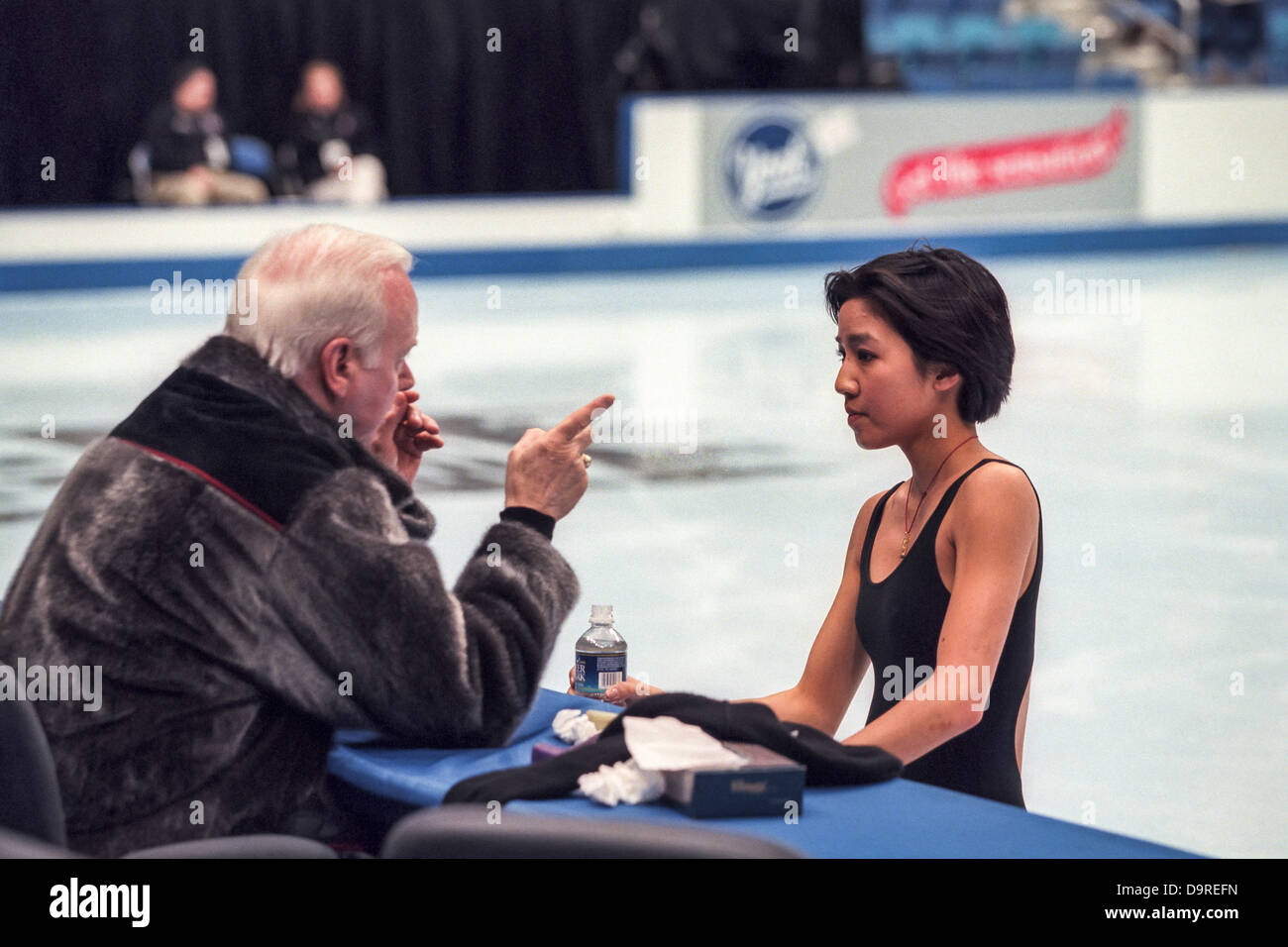 Michelle Kwan with coach Frank Carroll at the 2000 US National Figure ...