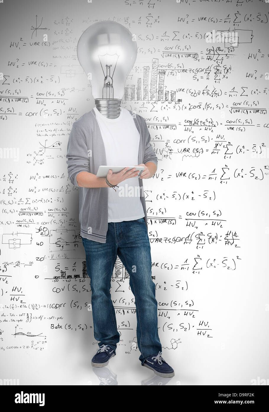 Student with light bulb head Stock Photo - Alamy