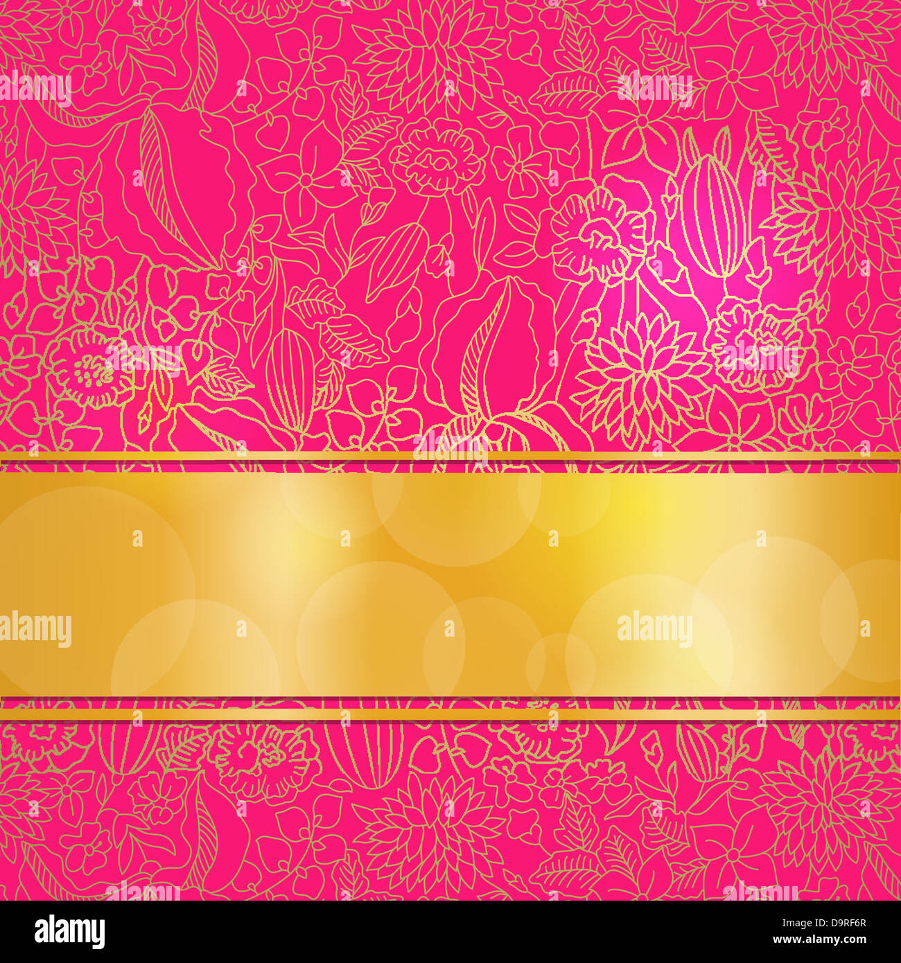 Bright pink card with ornamental pattern and ribbon Stock Photo - Alamy