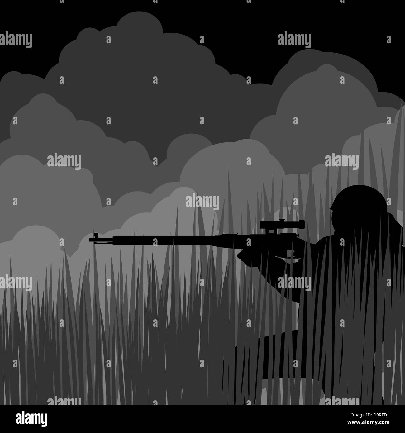 Sniper with a sniper rifle, preparing to fire Stock Photo - Alamy