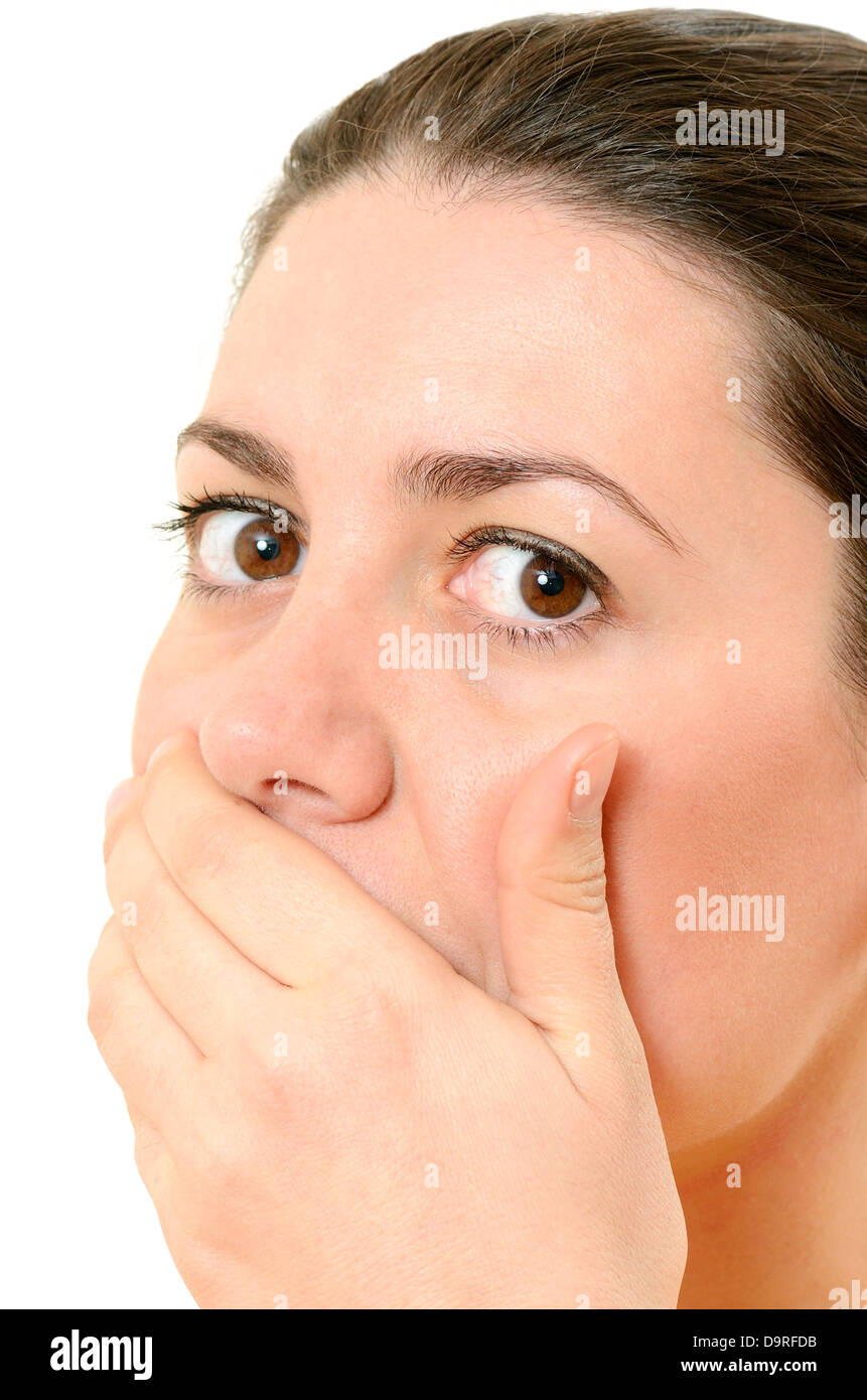 Hand over mouth hi-res stock photography and images - Alamy