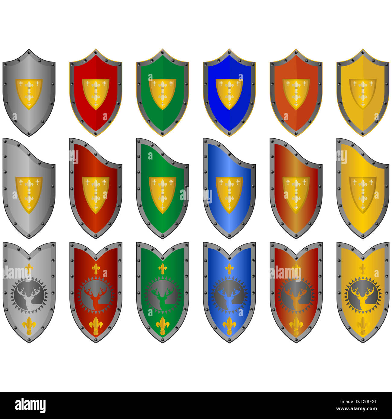 Shields with the coat of arms. The illustration on a white background ...