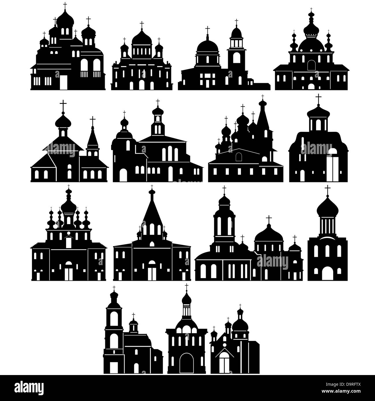 Abstract image of a circuit of churches. The illustration on a white ...