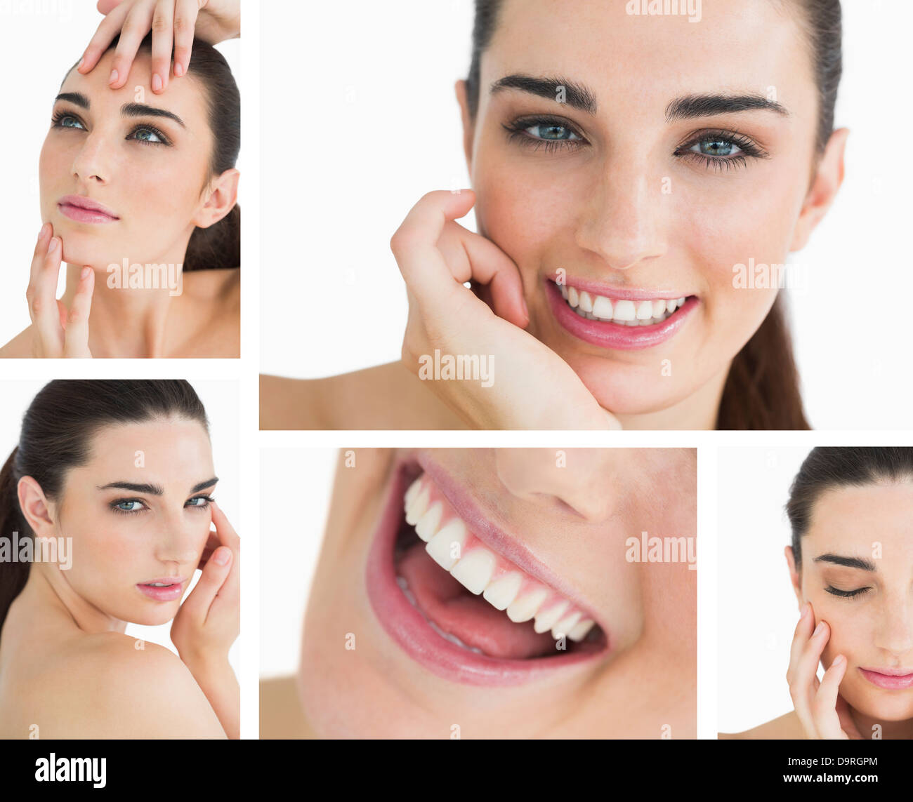 Collage of young attractive woman Stock Photo - Alamy