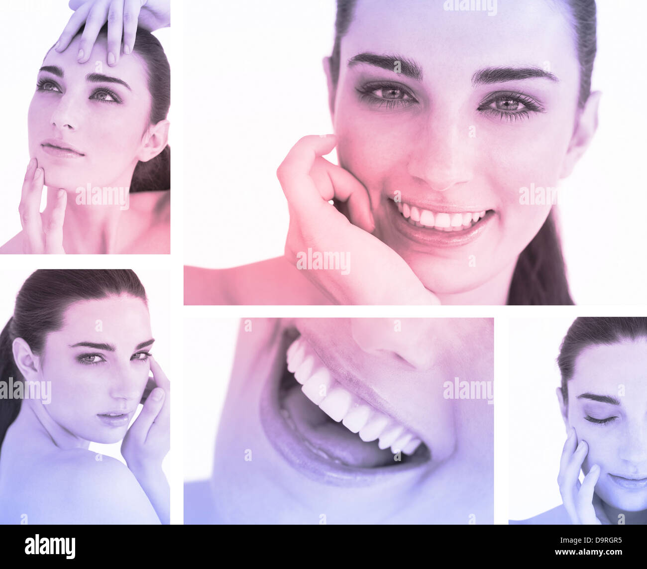 Collage of smiling woman Stock Photo - Alamy