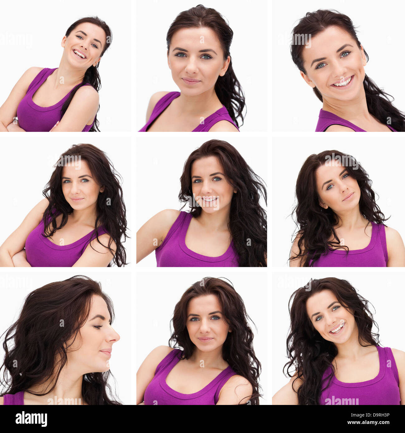Woman curly hair white shirt hi-res stock photography and images - Alamy