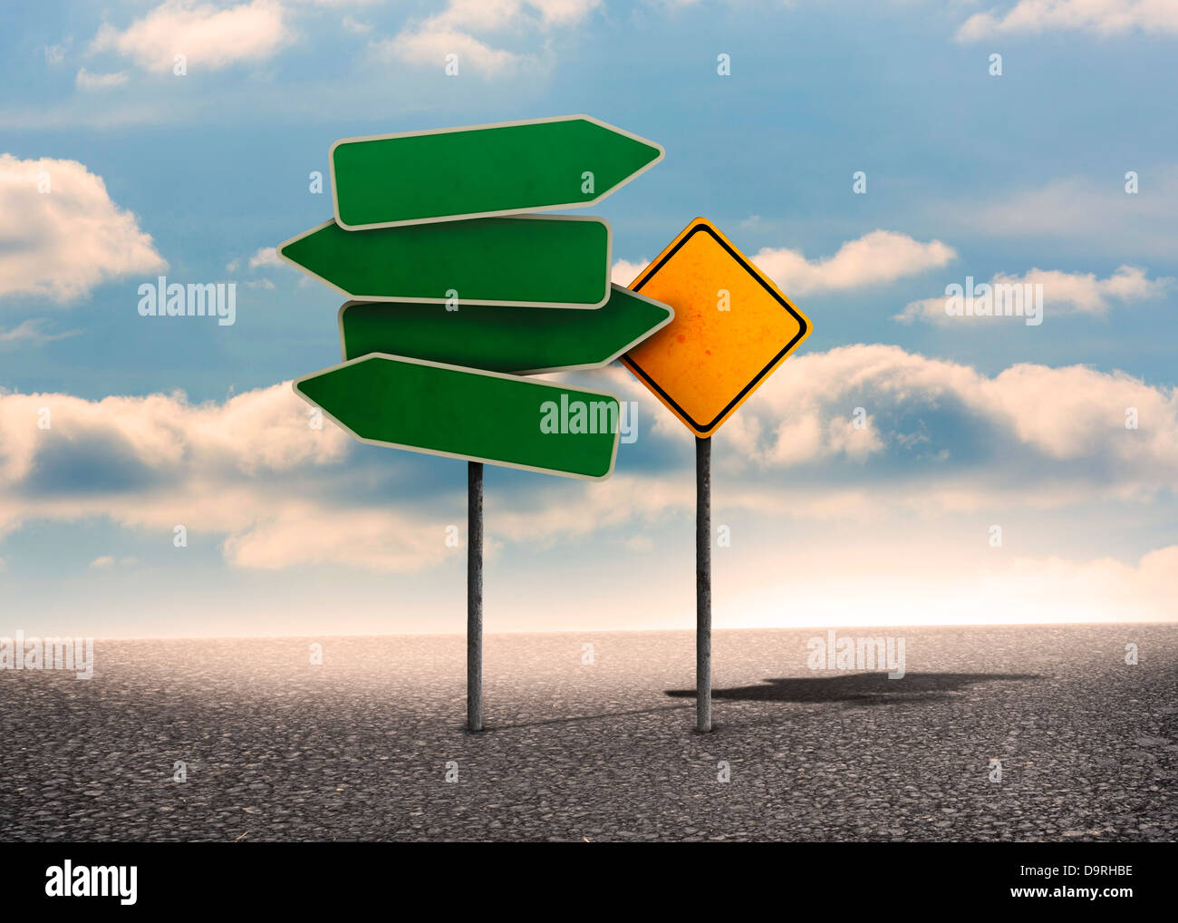 Two types of empty signposts Stock Photo - Alamy