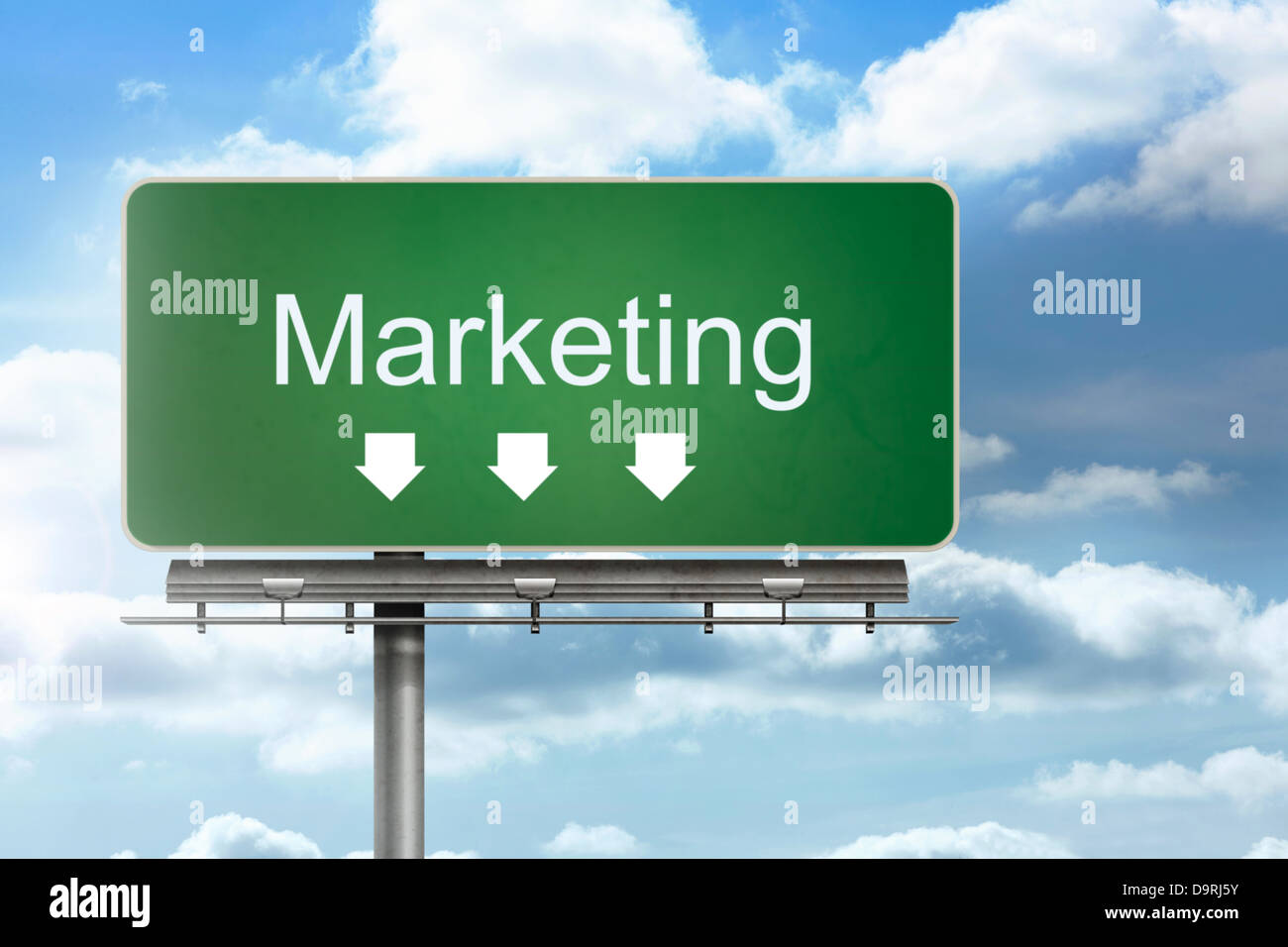 Signpost showing marketing direction Stock Photo - Alamy
