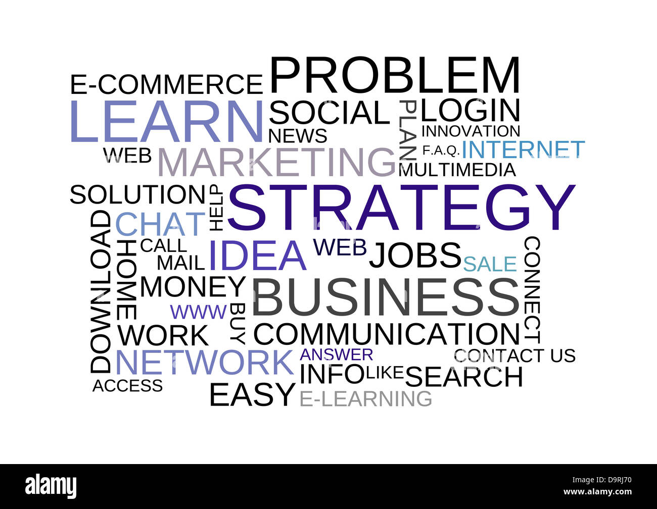 Group of blue marketing terms Stock Photo - Alamy