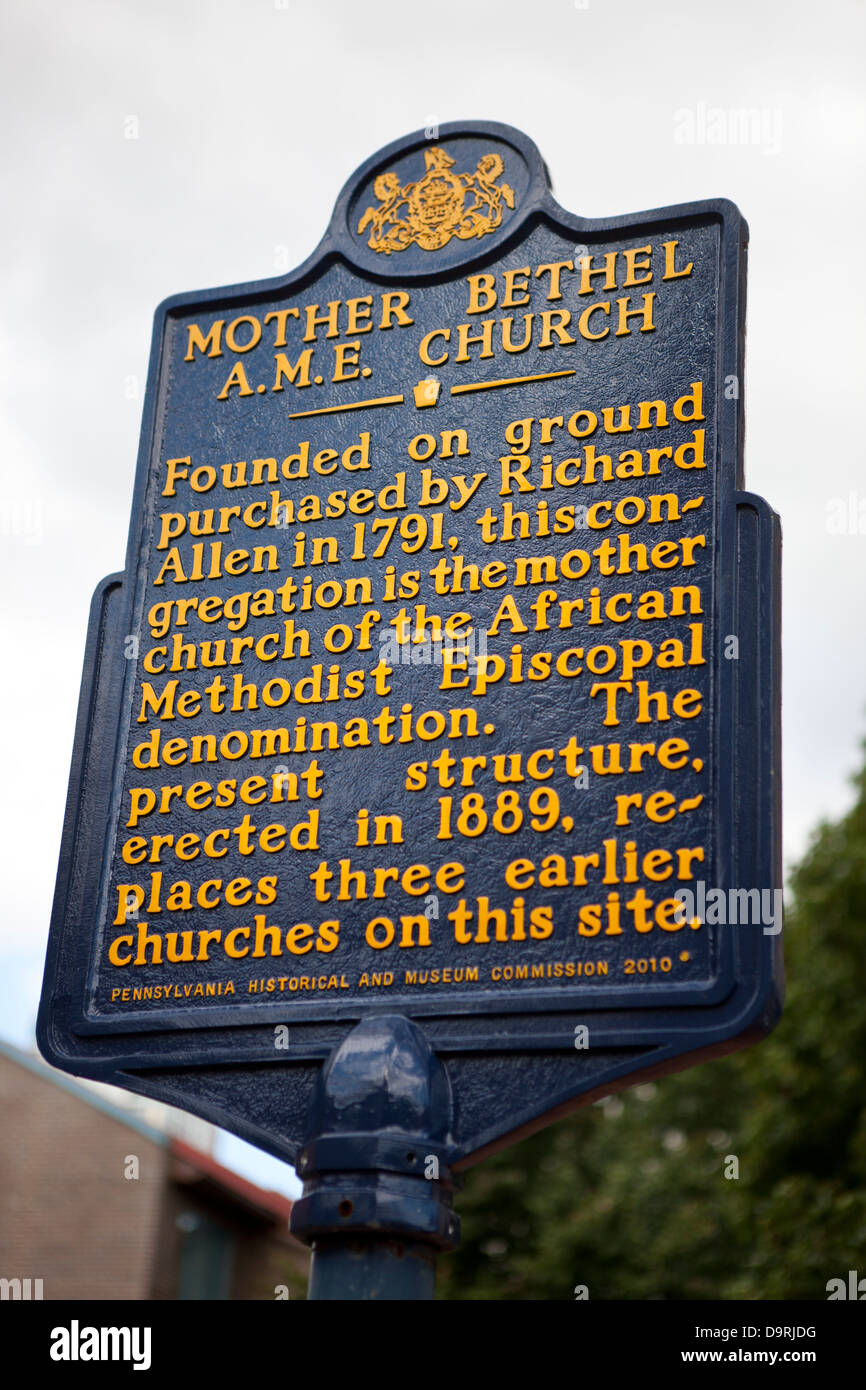 MOTHER BETHEL A.M.E. CHURCH Founded on ground purchased by Richard ...