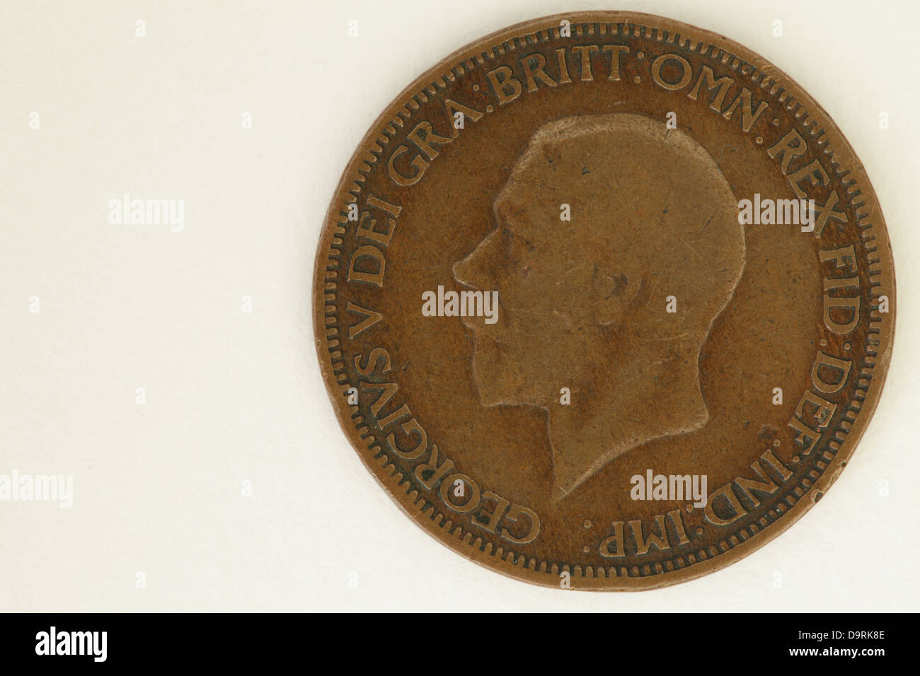 Head of Half Penny 1931 featuring King George V with space on the left ...