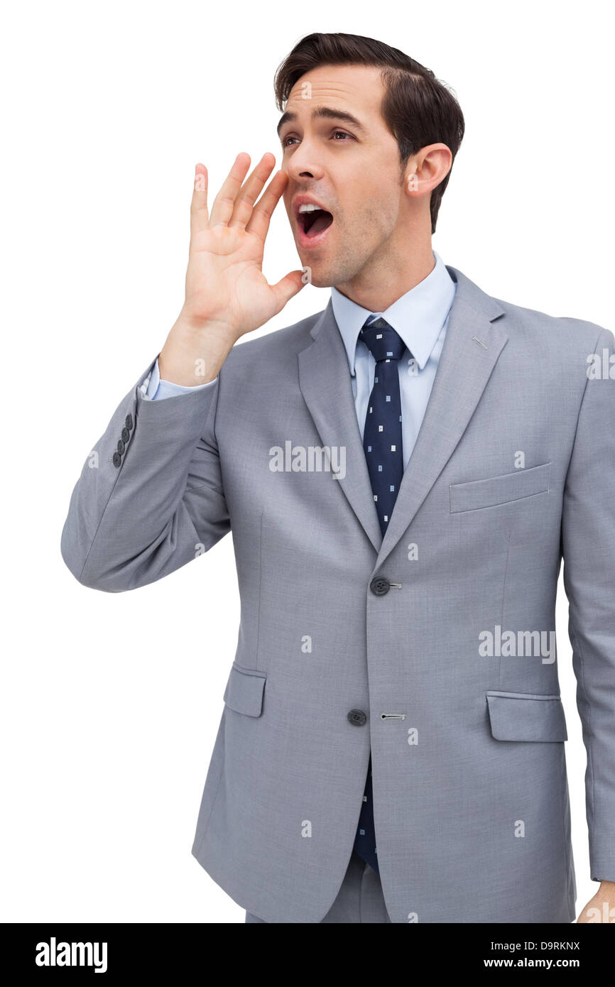 Young businessman yelling Stock Photo - Alamy