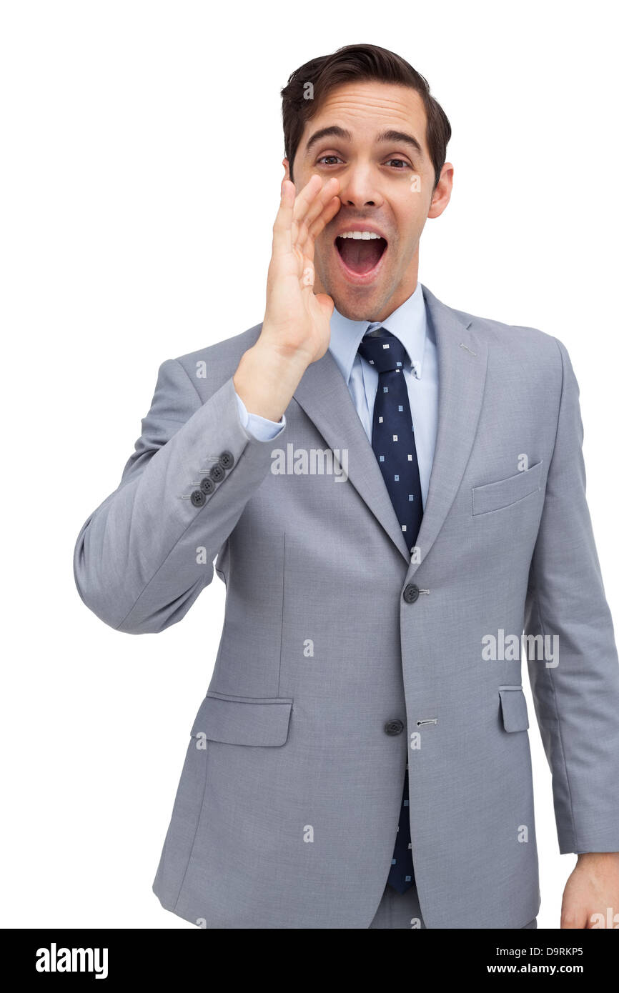 Young businessman shouting at the camera Stock Photo - Alamy