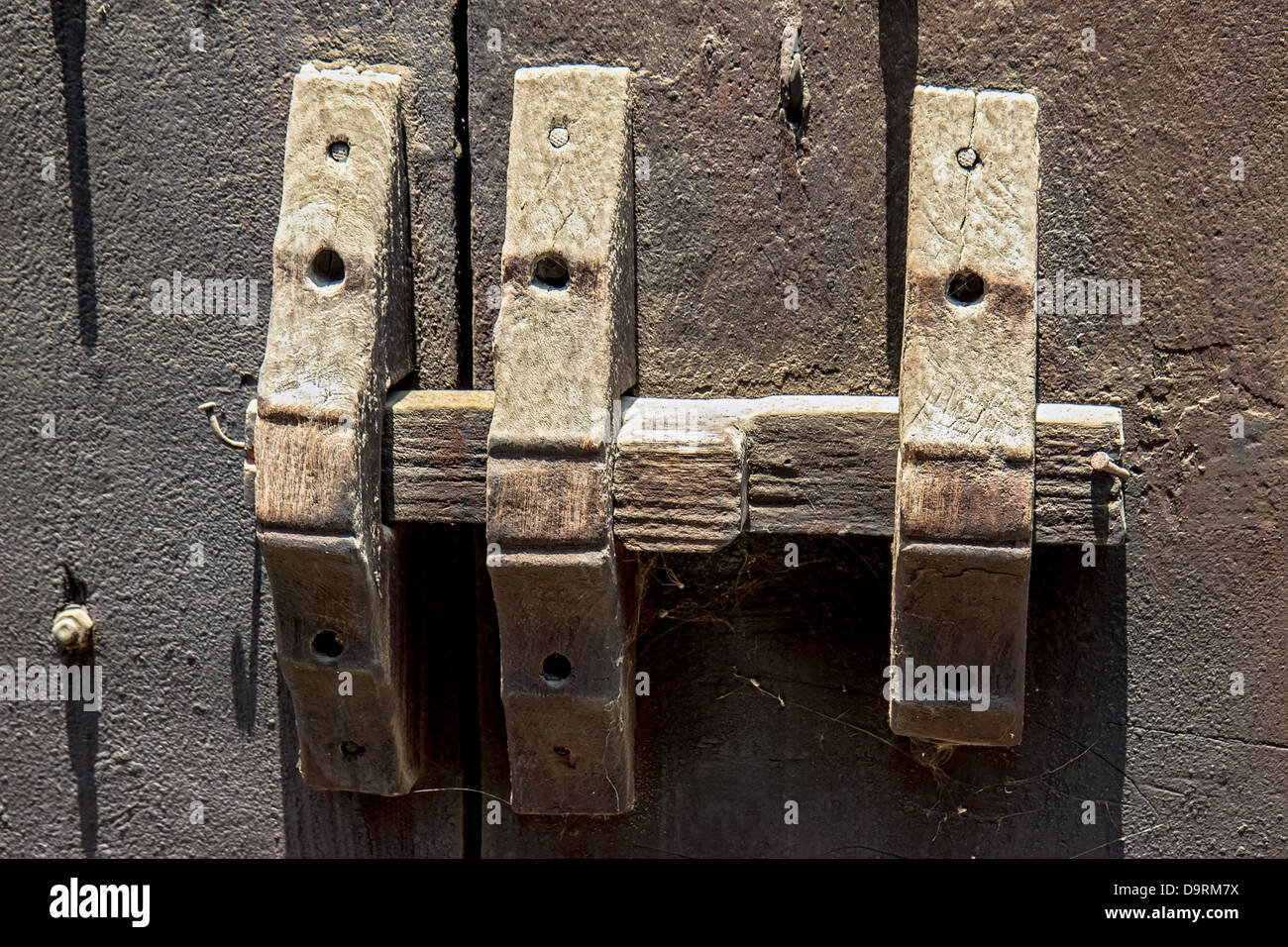 old wooden latch on the door Stock Photo - Alamy