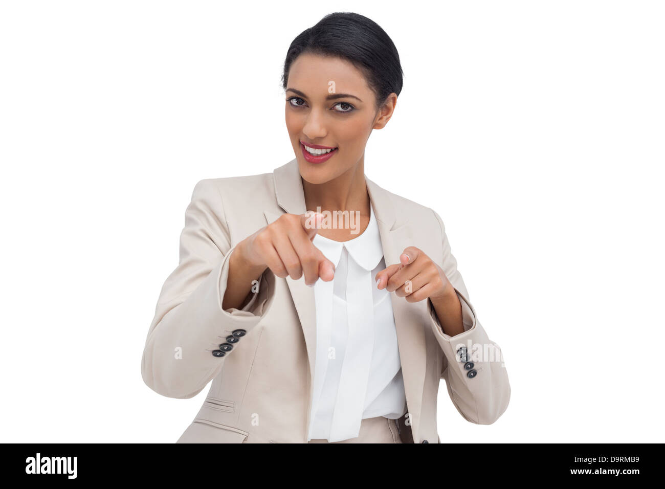 Young business woman is pointing out the camera Stock Photo - Alamy