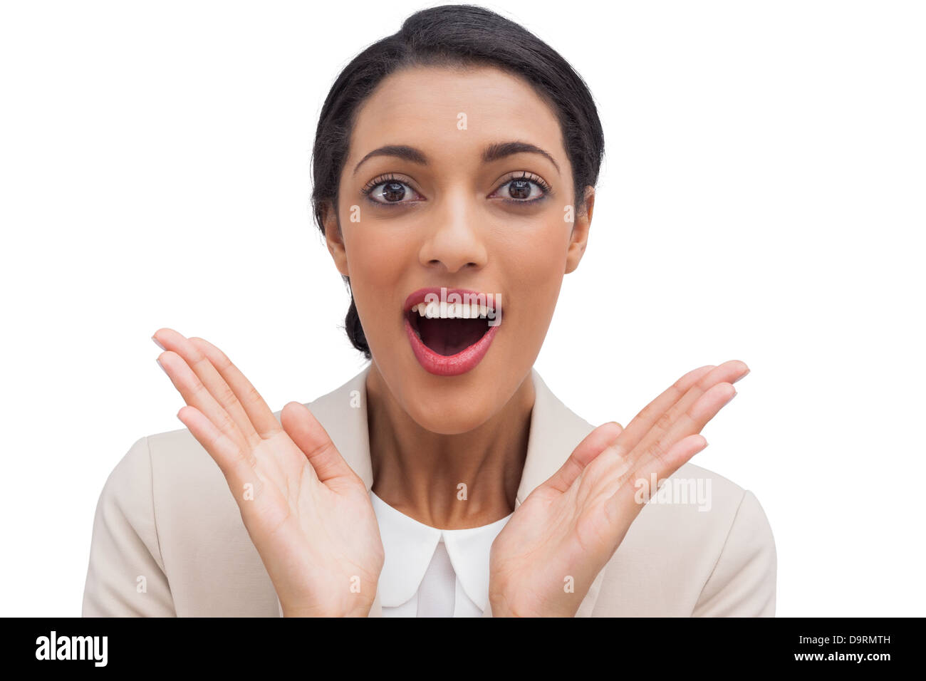 Surprised happy young female hi-res stock photography and images - Alamy