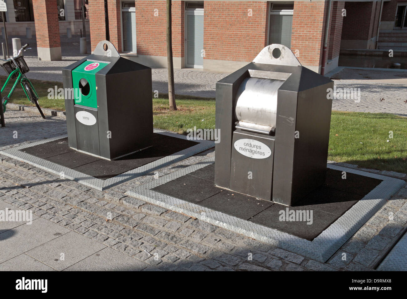 Communal underground household rubbish and recycling bins in Amiens ...