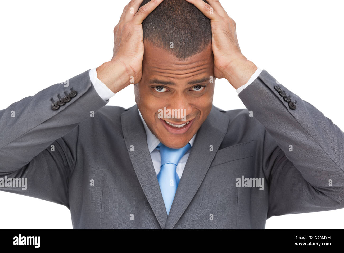 Man with head in hands pressure hi-res stock photography and images - Alamy