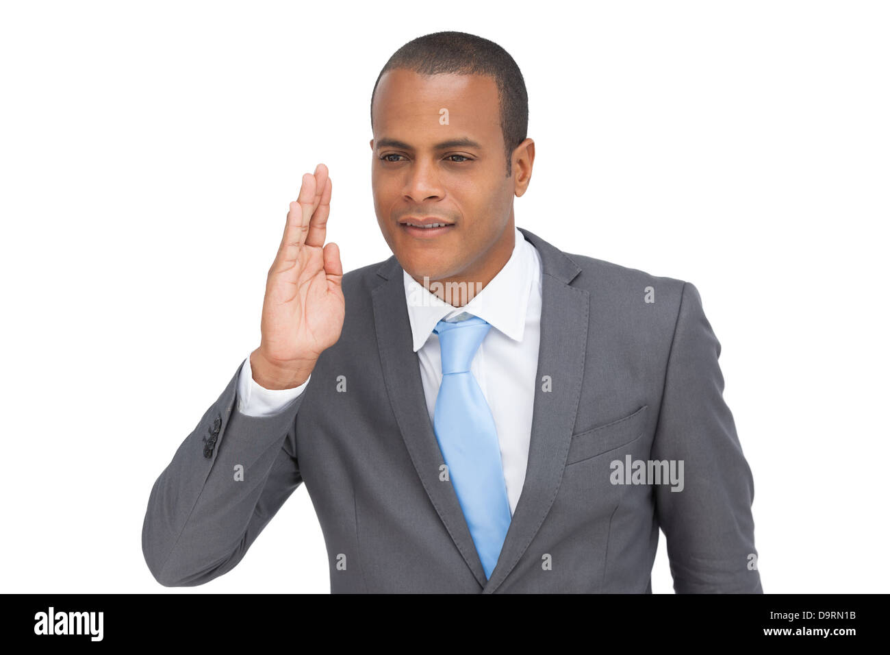 Businessman calling for someone Stock Photo - Alamy