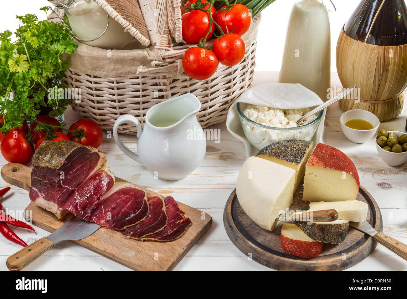 Closeup of various fresh foods and vegetables Stock Photo - Alamy