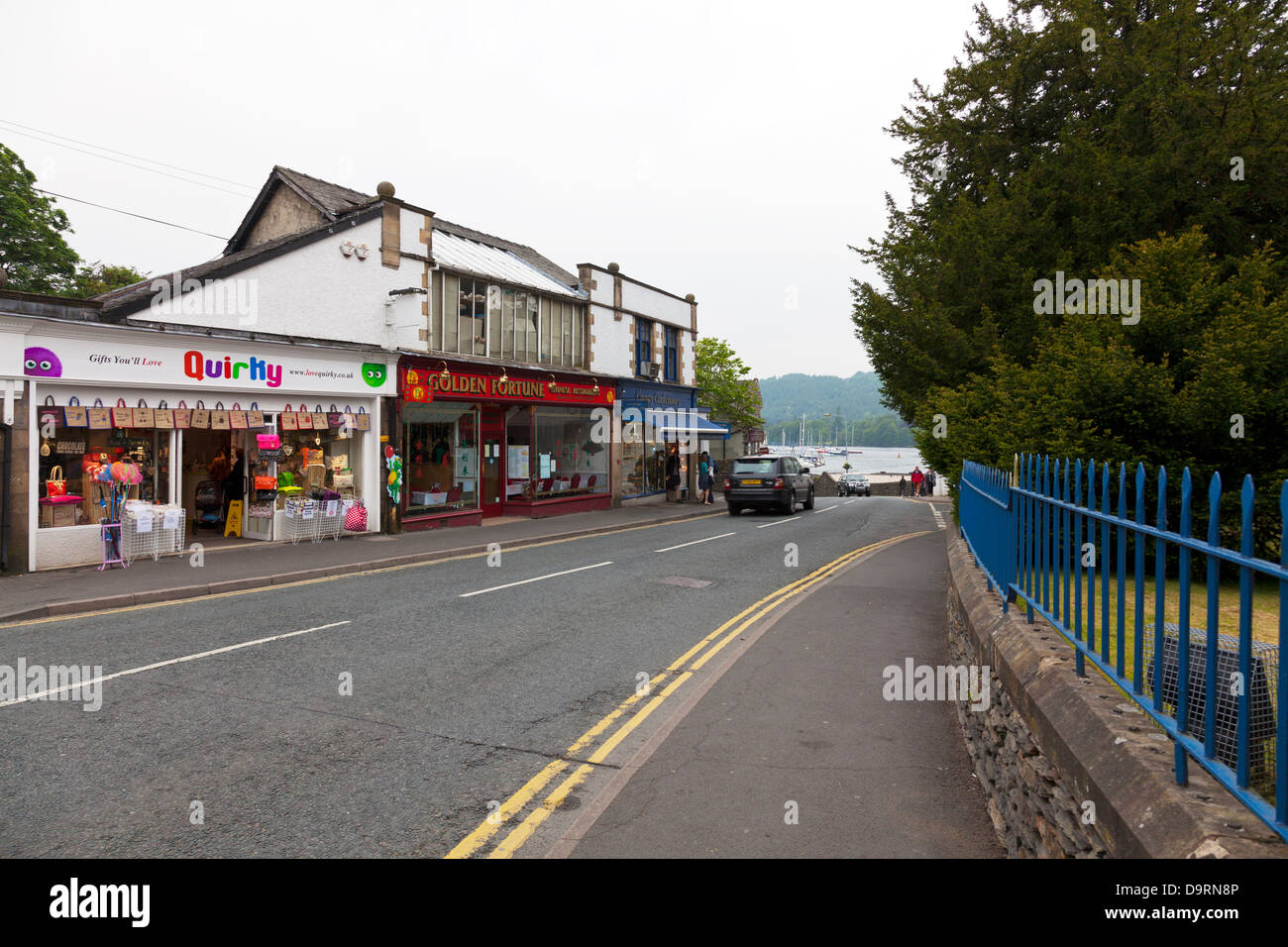 Windermere shops near lake Cumbria, Lake District national park, UK ...