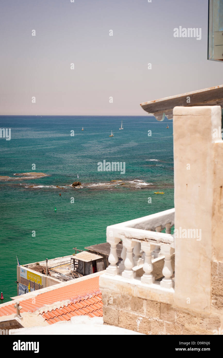 Israel Old Jaffa Yafo view over houses house balcony Mediterranean Sea ...