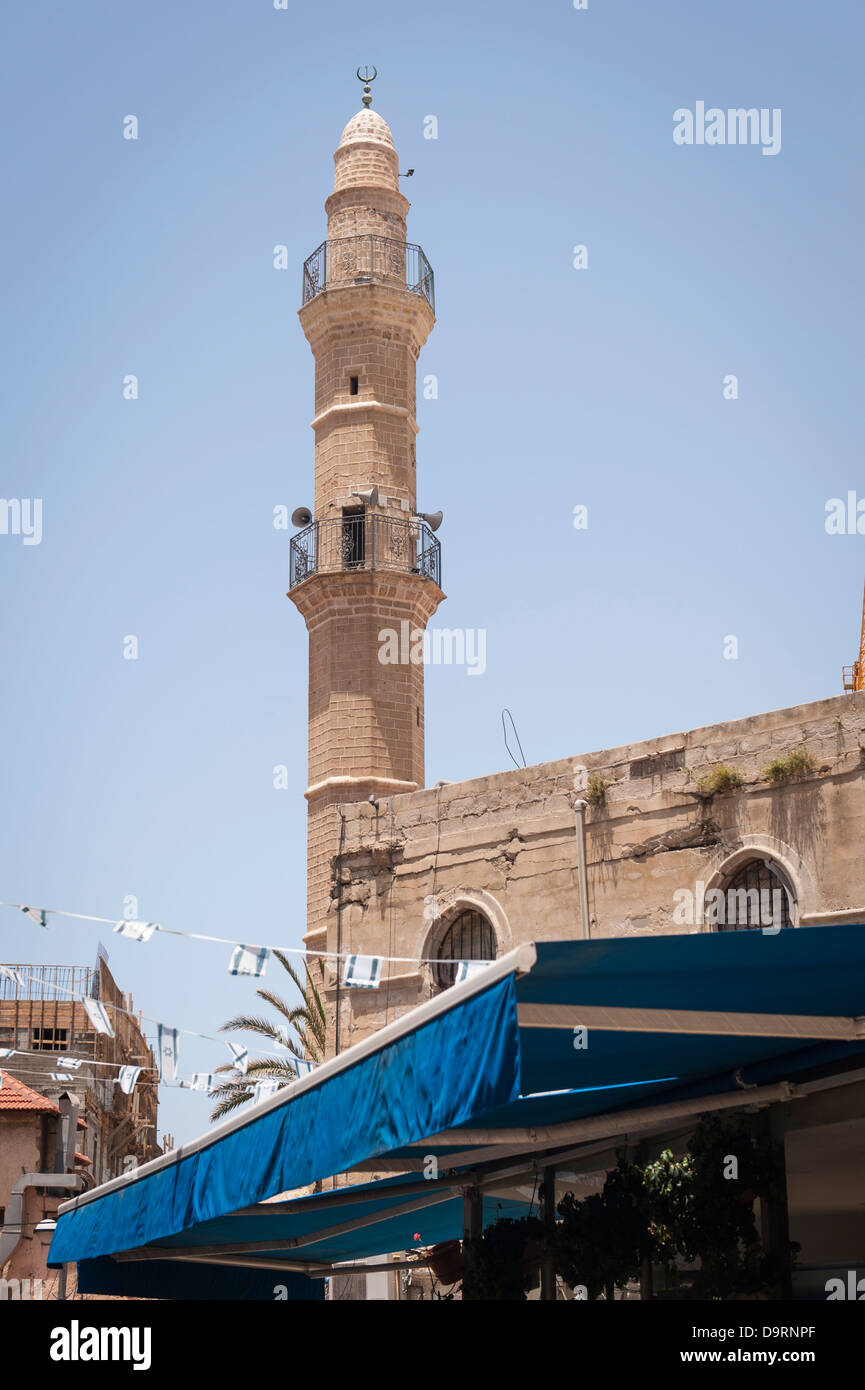Israel Old Jaffa Yafo street scene minaret The Mahmoudiya Mosque built ...