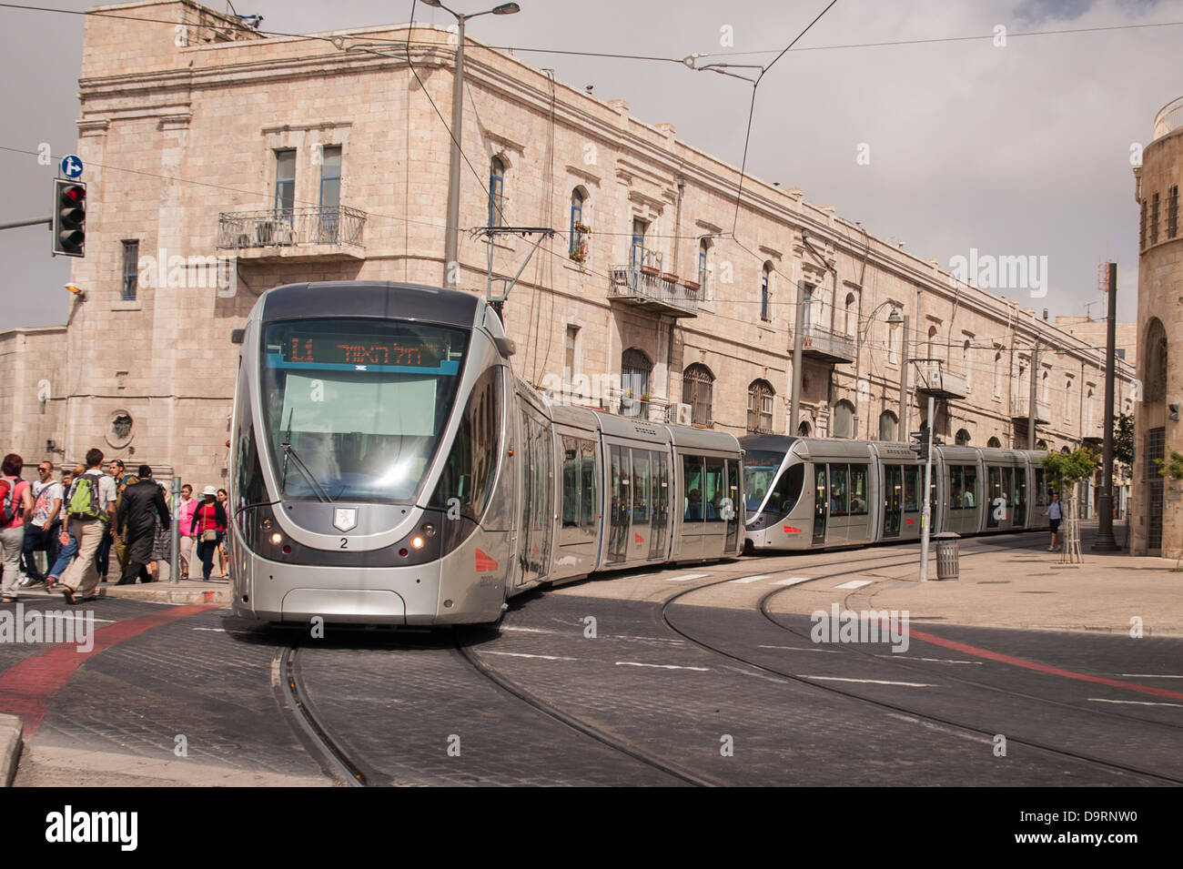 Israel Jerusalem ultra modern electric tram street car streetcar ...