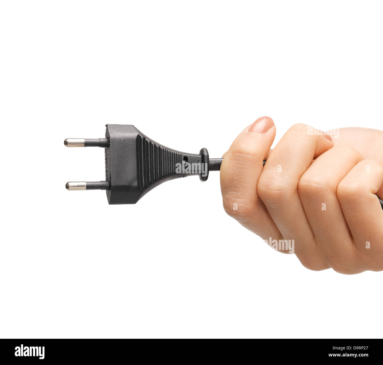 hand holding black electrical plug with wire Stock Photo - Alamy
